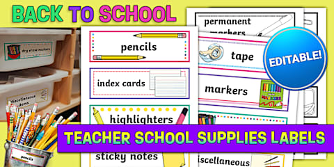 Classroom Equipment Labels
