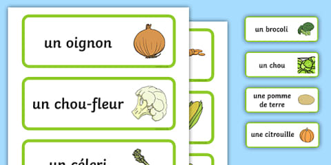 Vegetable Dictionary Colouring Sheet French