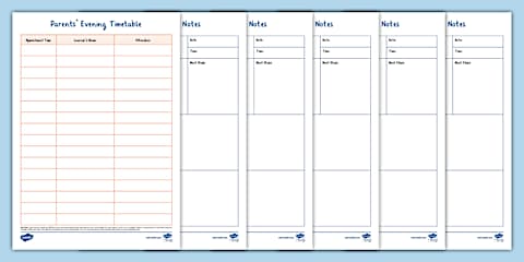 EYFS Consultation and Parents' Evening Child Notes Form