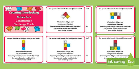 Counting Interlocking Cubes to 10 Construction Challenge Cards