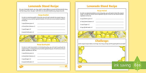 Lemonade Stand Business Plan Worksheet