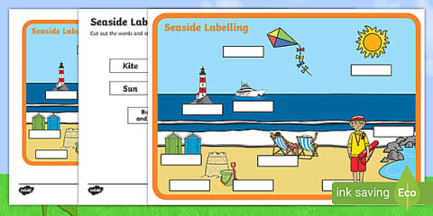 Beach Scene Writing Stimulus Picture Worksheet