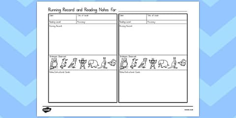 Running record template | All ages