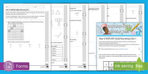 NAPLAN-Style Numeracy Example Tests - Maths Revision