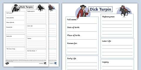 KS2 Famous Highway Robbers Fact File