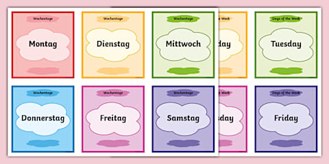 Days of The Week - German Word Cards