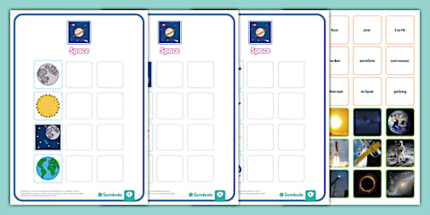 Space Scene Labeling Cut and Stick Worksheet (Australia)