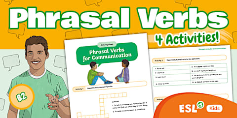 ESL Common Phrasal Verbs Activity Sheet [Kids, A1]