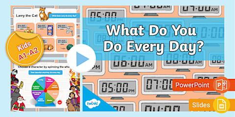 ESL My Daily Routine Powerpoint Lesson [Kids, A1]