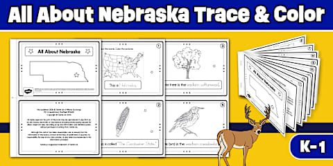 All About Maine Trace and Color Printable Book for K-1st Grade