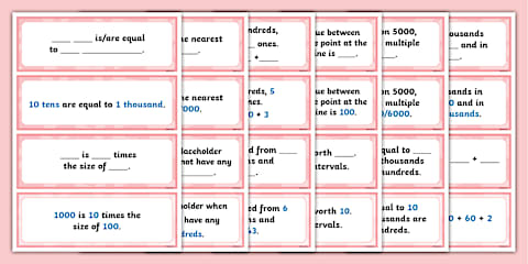 Year 1 Number and Place Value Maths Stem Sentences