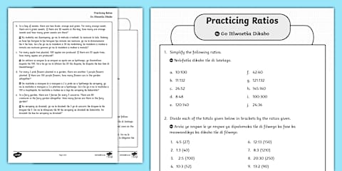Grade 7 - Maths - Practicing Ratios - Activity Sheet (CAPS Aligned)