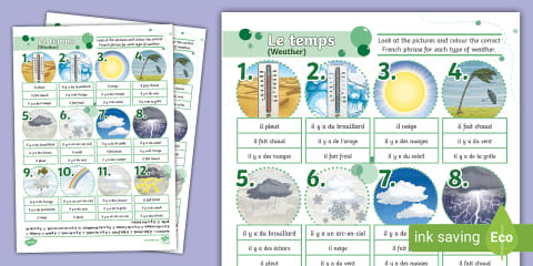 French: Weather Matching Activity - Twinkl - KS2