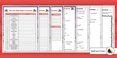 'Twas the Night Before Christmas Vocabulary Matching Cards