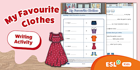 ESL Describing Clothes Writing Activity [Kids, A1]