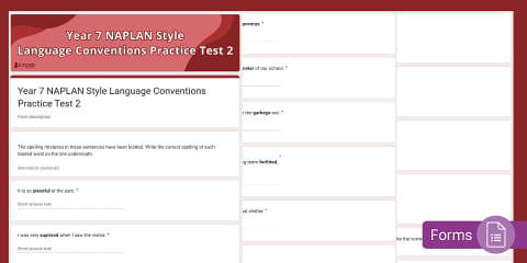 Year 7 NAPLAN Style Language Conventions Practice Test 3