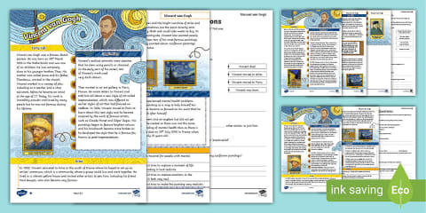 KS1 Vincent Van Gogh Fact File and Quiz