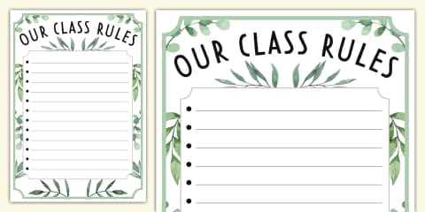 Muted Botanical Themed Magpie Our Class Rules Display Poster