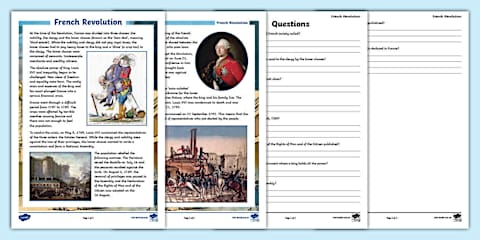 French Revolution Reading Comprehension Activity