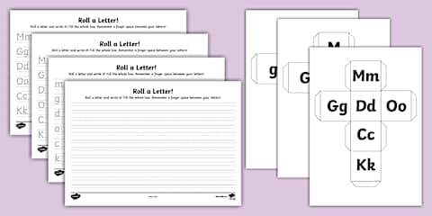 Roll a Letter - Handwriting ABCDEF Activity Sheet