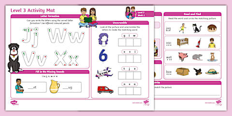 'j, v, w, x' Phonics Lesson Pack - Level 3 Week 1 Lesson 5