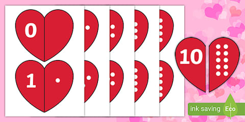 Love Hearts 0-10 Number Matching Worksheet