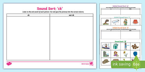 'ck' Cut and Stick Worksheet