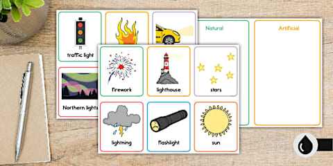 Sources of Light Cut and Paste Activity Sheet