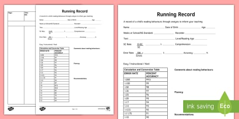 Teachers Guide to Completing Running Record Calculations