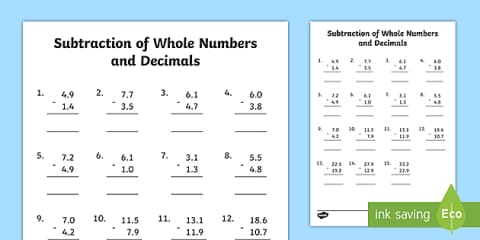 Adding and Subtracting Decimals to Thousandths