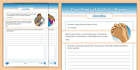 Four Types of Catholic Prayer Activity Sheets