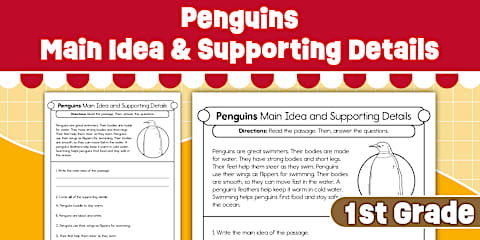 First Grade Main Idea Read and Write the Room Worksheet
