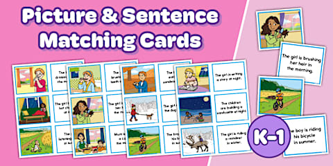 Picture and Sentence Matching Cards for K-1st Grade
