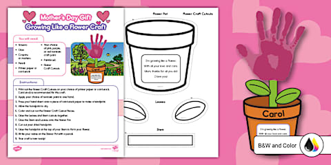Mother's Day Little Fingerprints Poem Keepsake Craft for PreK-K