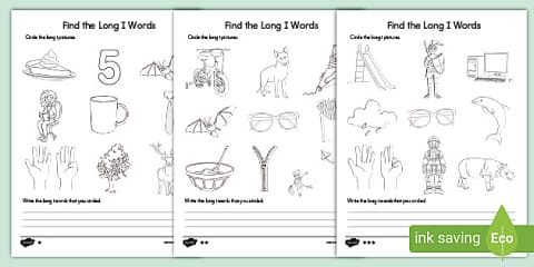 Long Vowel i Sound Activity Sheet
