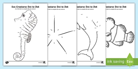 Sea Creatures Alphabet Dot to Dot