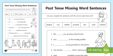 Past and Present Tense Verb Word Mat