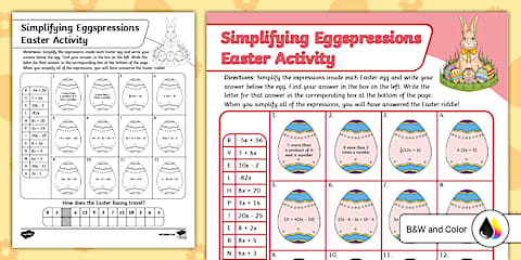Sixth Grade Easter Solving One-Step Equations Math Mystery Activity ...
