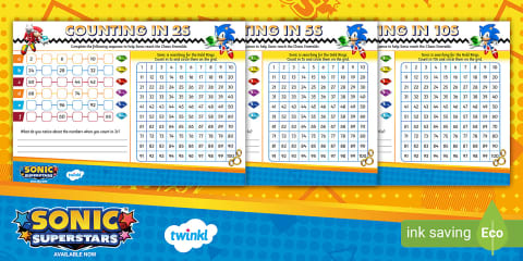 Sonic: Count, Add and Subtract Maths Activity Sheets [Ages 5-7]