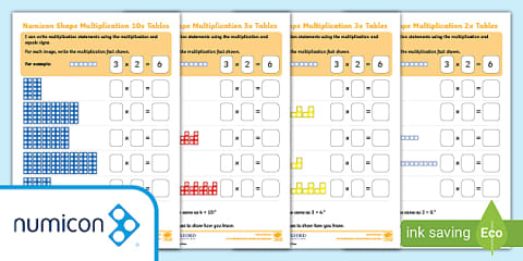 Numicon Shape Multiplication Cards 2 5 and 10 Times Table Flashcards