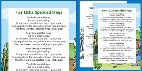 Five Little Speckled Frogs Nursery Rhyme Poster