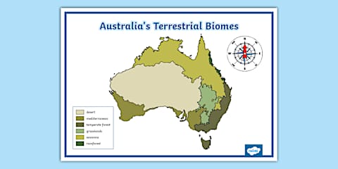 Map of Australia with Mountains, Rivers and Deserts