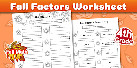 Missing Factors Worksheet for 3rd-5th Grade
