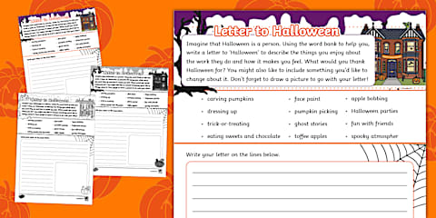 Halloween Themed Letter Writing Worksheet