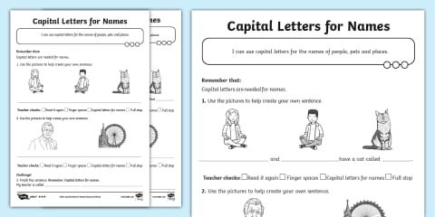 KS1 English Capital Letters for Proper Nouns Sorting Game