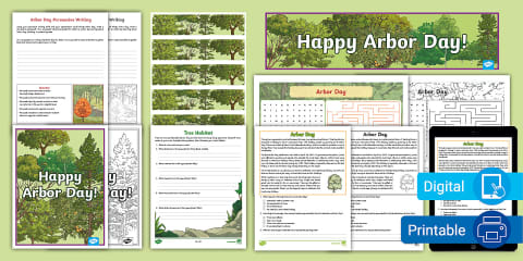 Arbor Day Word Search and Maze for 3rd-5th Grade