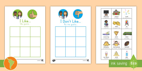 All About Me 'I like' and 'I don't like' Sorting Activity