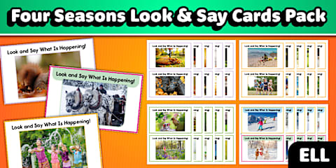 What Are They Doing? Fall Look and Say What Is Happening Cards for ELL