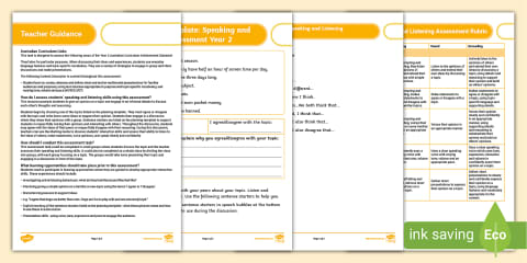 Speaking and Listening Peer Assessment and Feedback