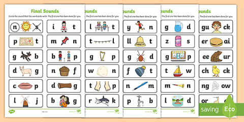 CVC Words Final Sound Peg Charts Activity